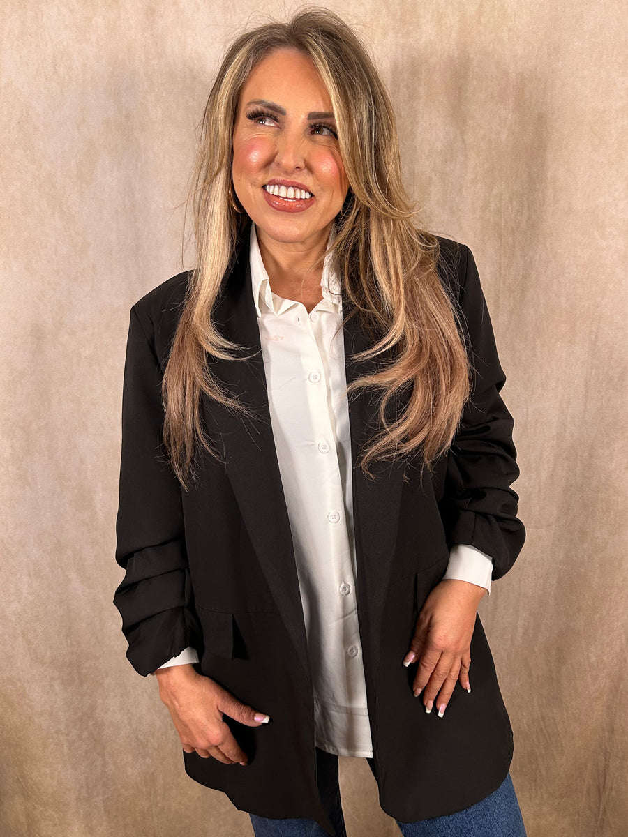 Ruched Spring Blazer – Tracey Jane Fashion