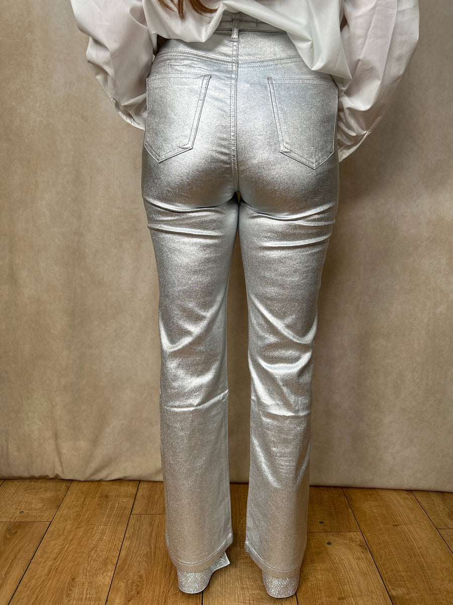 Metallic Silver Jeans – Tracey Jane Fashion