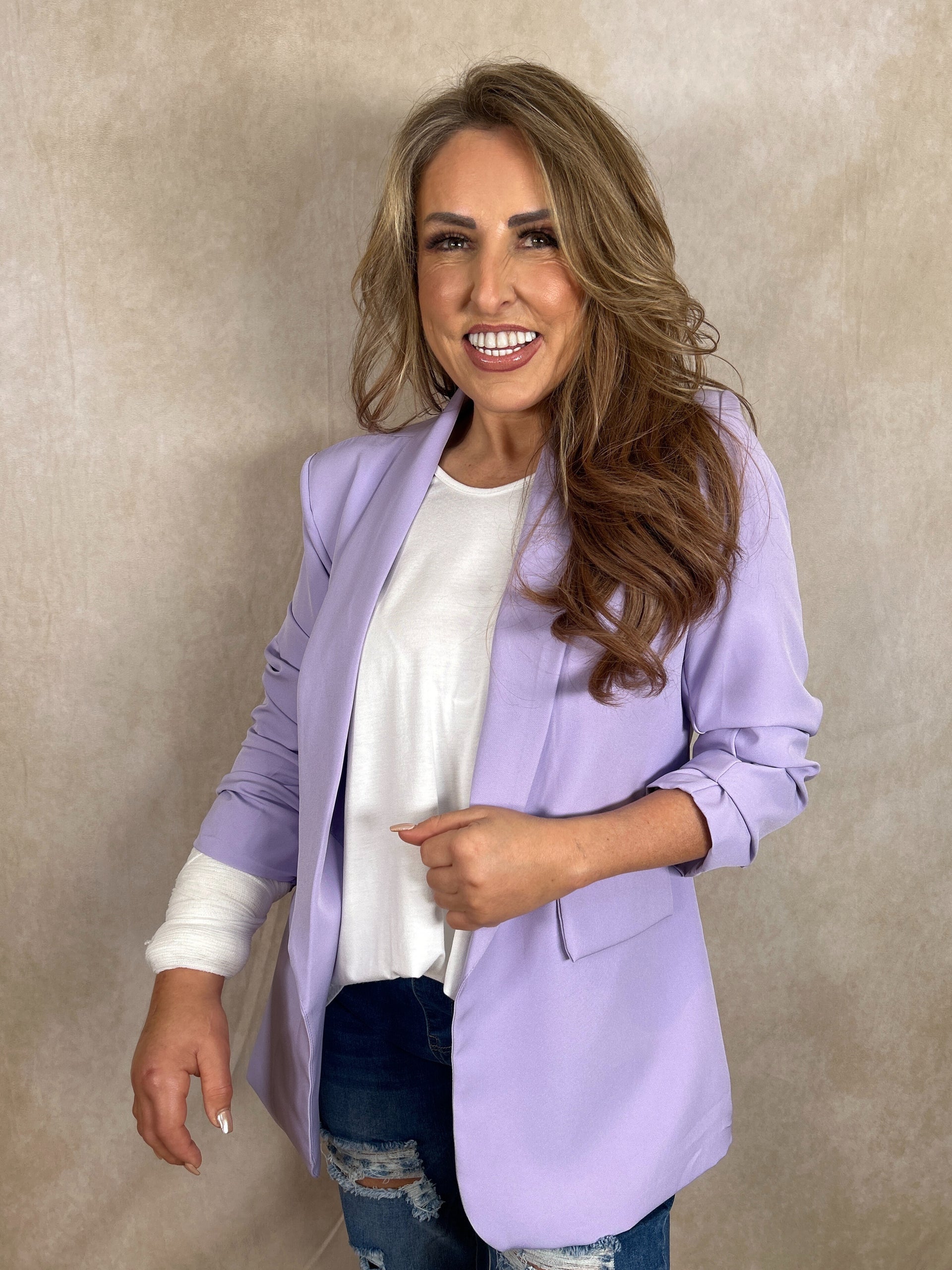 Ruched Spring Blazer – Tracey Jane Fashion